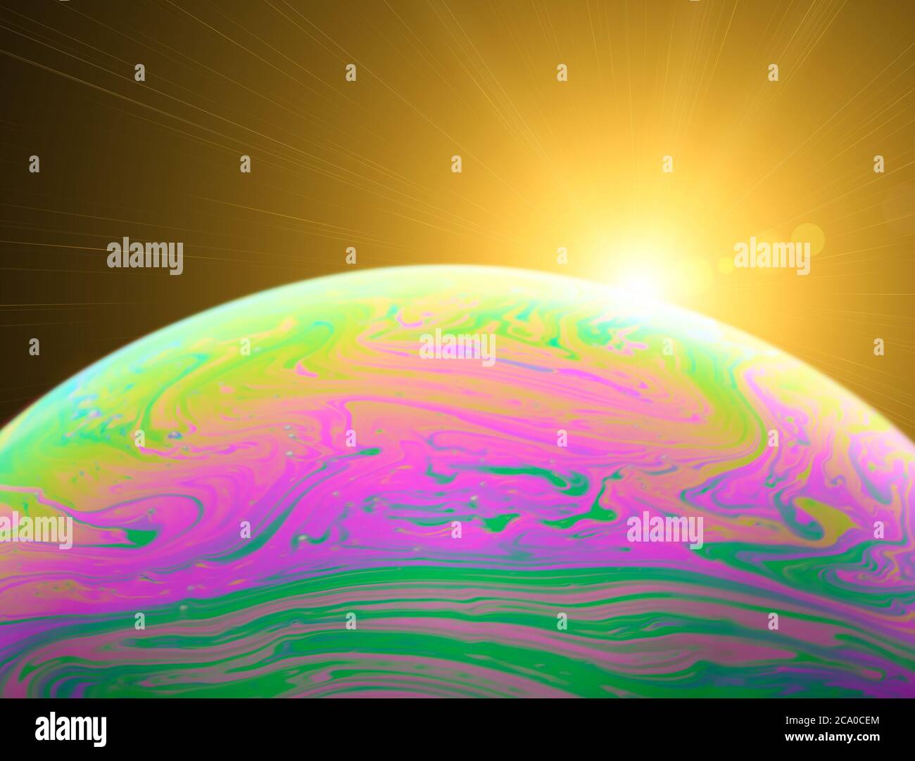 colorful planet with a bright one behind Stock Photo - Alamy