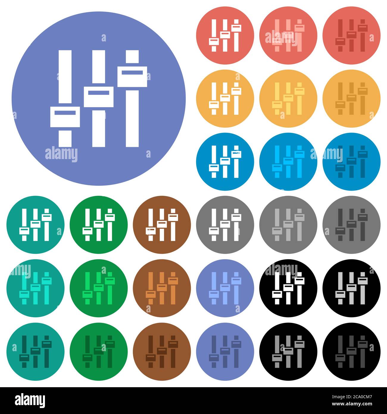 Adjust multi colored flat icons on round backgrounds. Included white ...