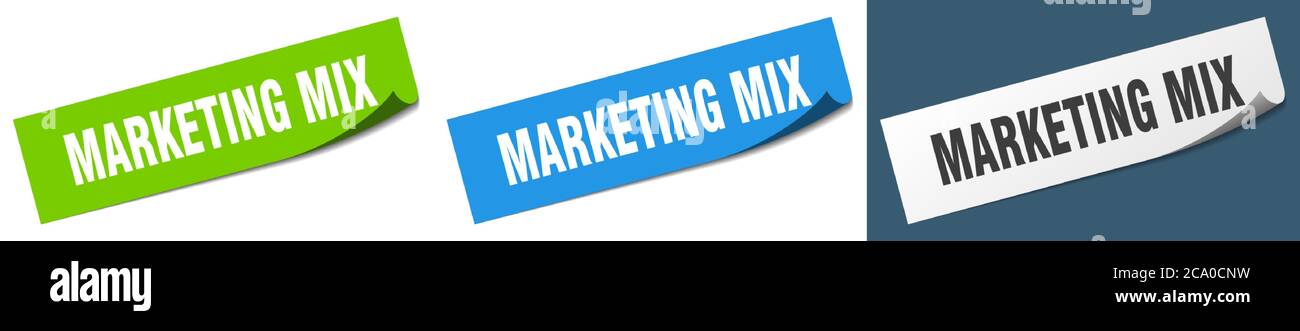 marketing mix paper peeler sign set. marketing mix sticker Stock Vector ...