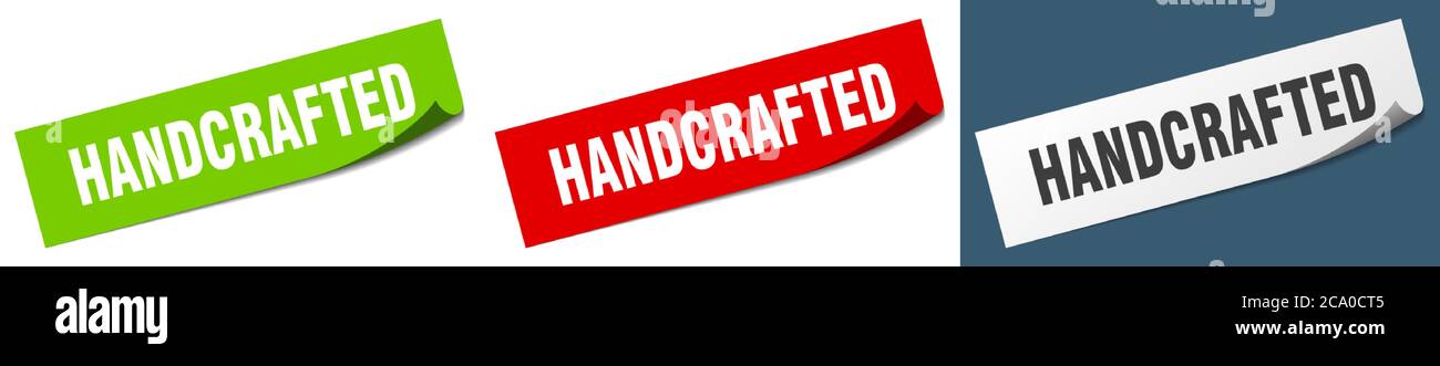 hand crafted paper peeler sign set. hand crafted sticker Stock Vector ...