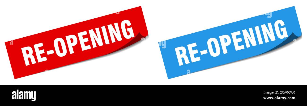 re-opening paper peeler sign set. re-opening sticker Stock Vector Image ...