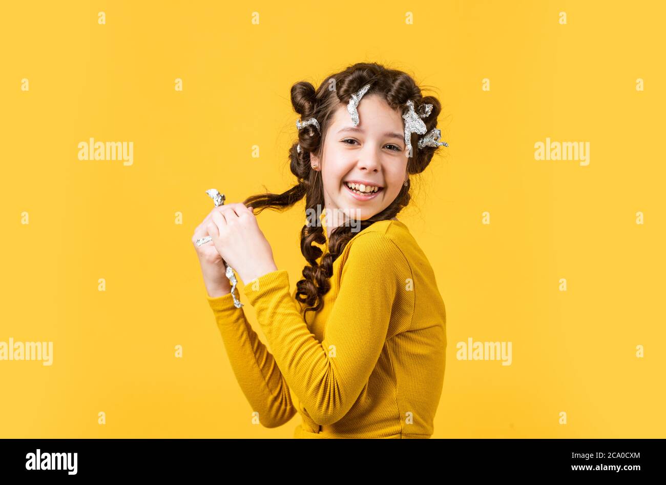 Child fashion model concept. childhood happiness. beauty and fashion ...