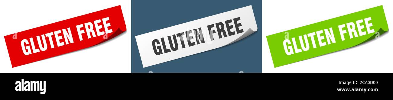 gluten free paper peeler sign set. gluten free sticker Stock Vector ...