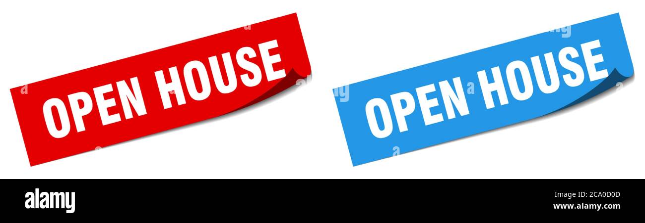 open house paper peeler sign set. open house sticker Stock Vector Image ...