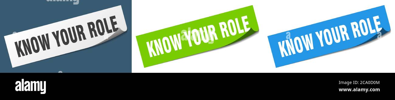 know your role paper peeler sign set. know your role sticker Stock ...
