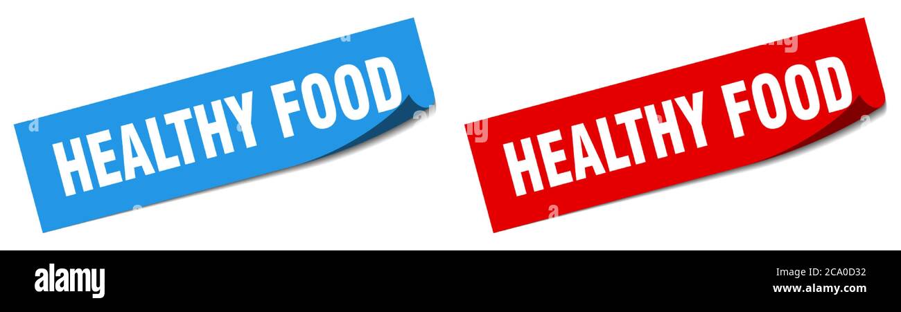 healthy food paper peeler sign set. healthy food sticker Stock Vector ...
