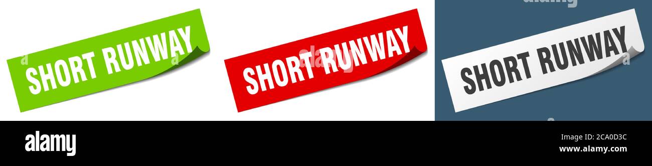 short runway paper peeler sign set. short runway sticker Stock Vector ...