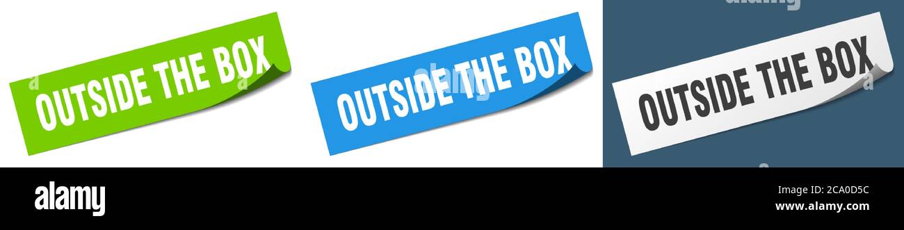 outside the box paper peeler sign set. outside the box sticker Stock ...