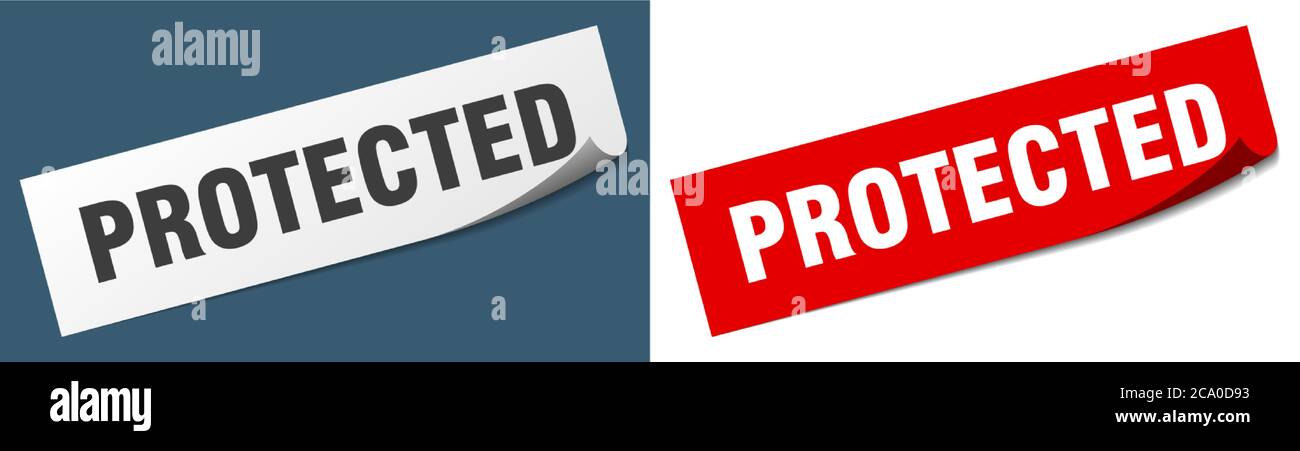 protected paper peeler sign set. protected sticker Stock Vector Image & Art - Alamy