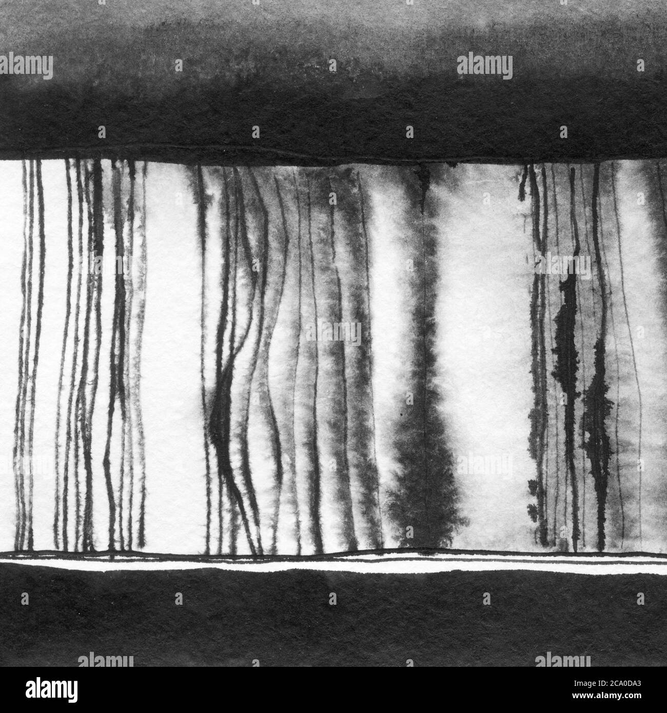 Ink abstract vertical lines, spots. Hand drawn minimalist illustration ...