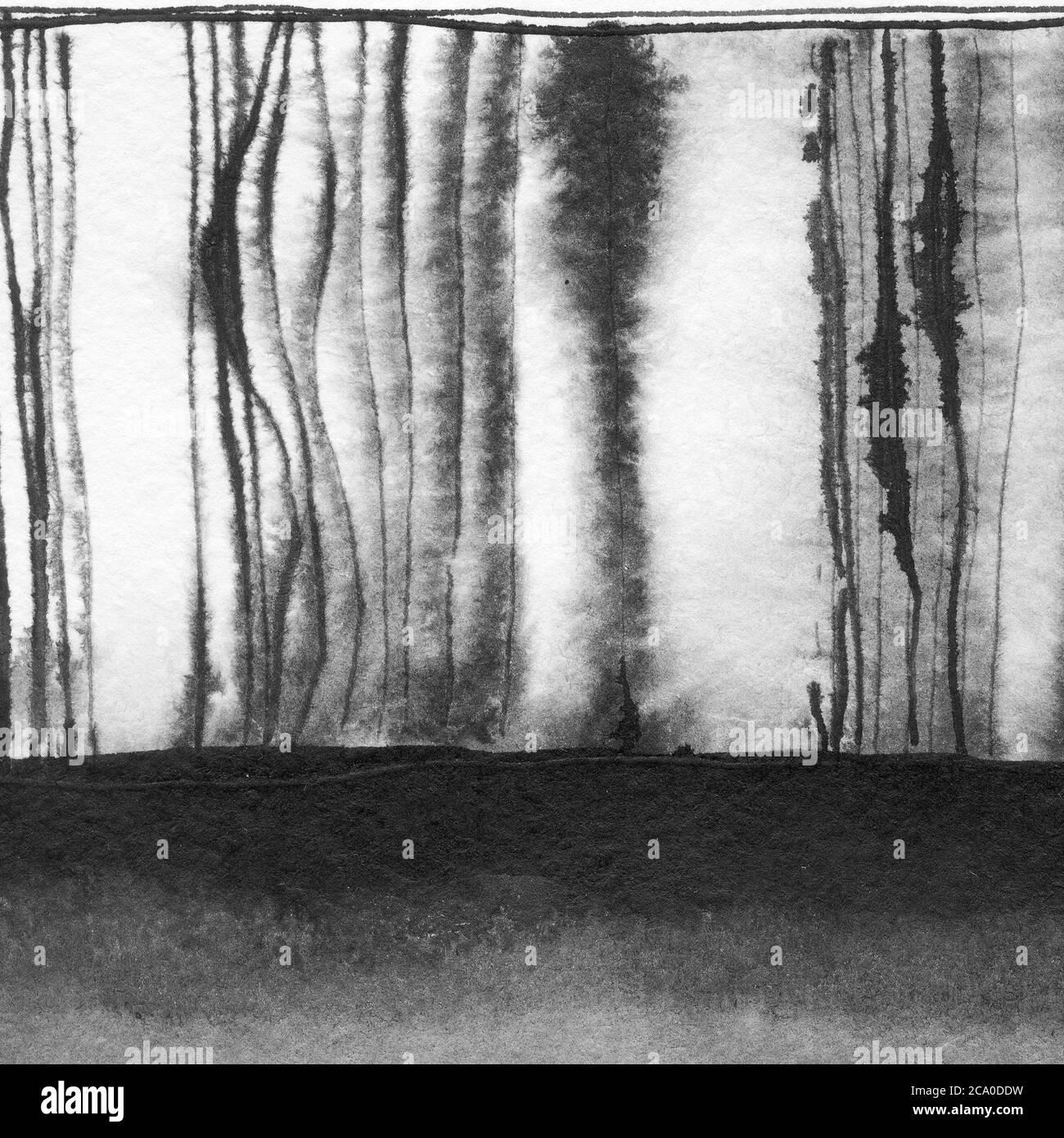 Ink abstract vertical lines, spots. Hand drawn minimalist illustration ...