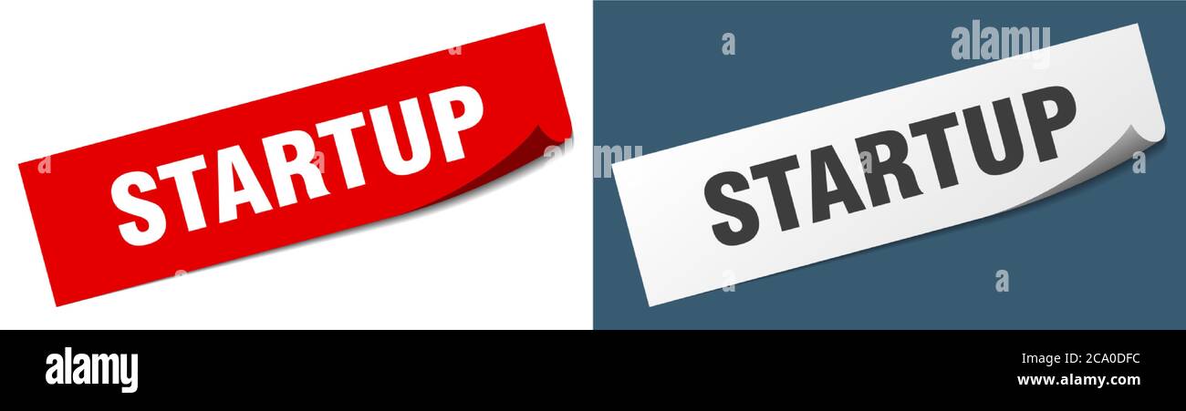 startup paper peeler sign set. startup sticker Stock Vector Image & Art ...