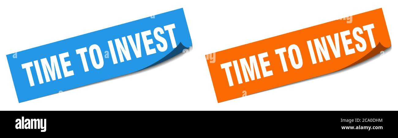 time to invest paper peeler sign set. time to invest sticker Stock ...