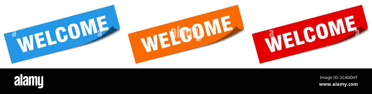 welcome paper peeler sign set. welcome sticker Stock Vector Image & Art ...