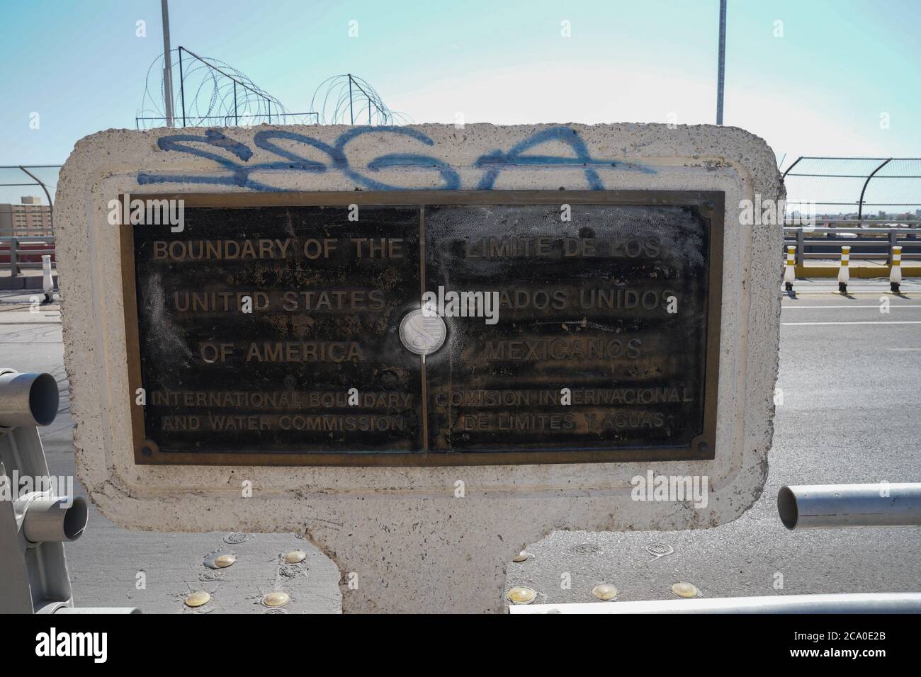 Ciudad Juarez, Chihuahua, Mexico. 2nd Aug, 2020. Boundary marker ...