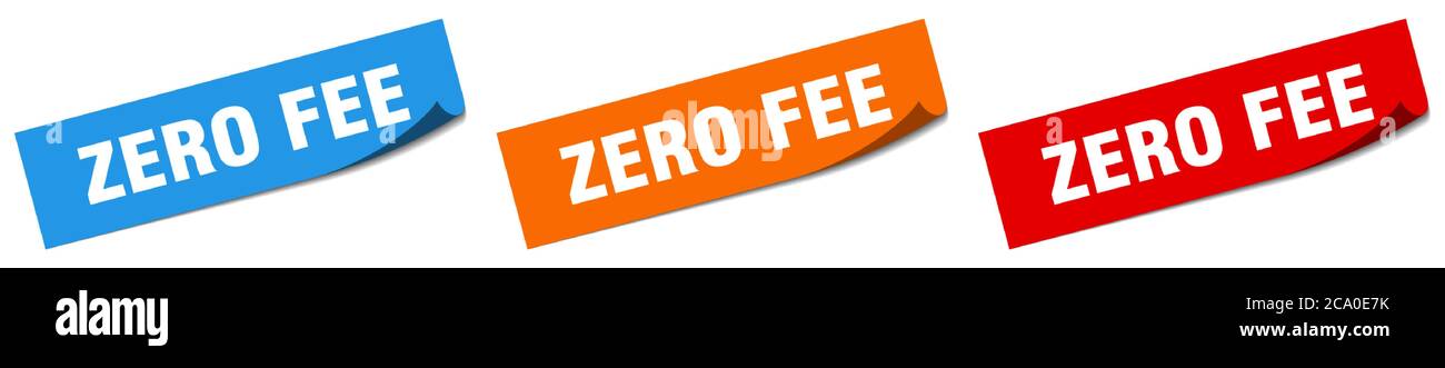zero fee paper peeler sign set. zero fee sticker Stock Vector Image ...