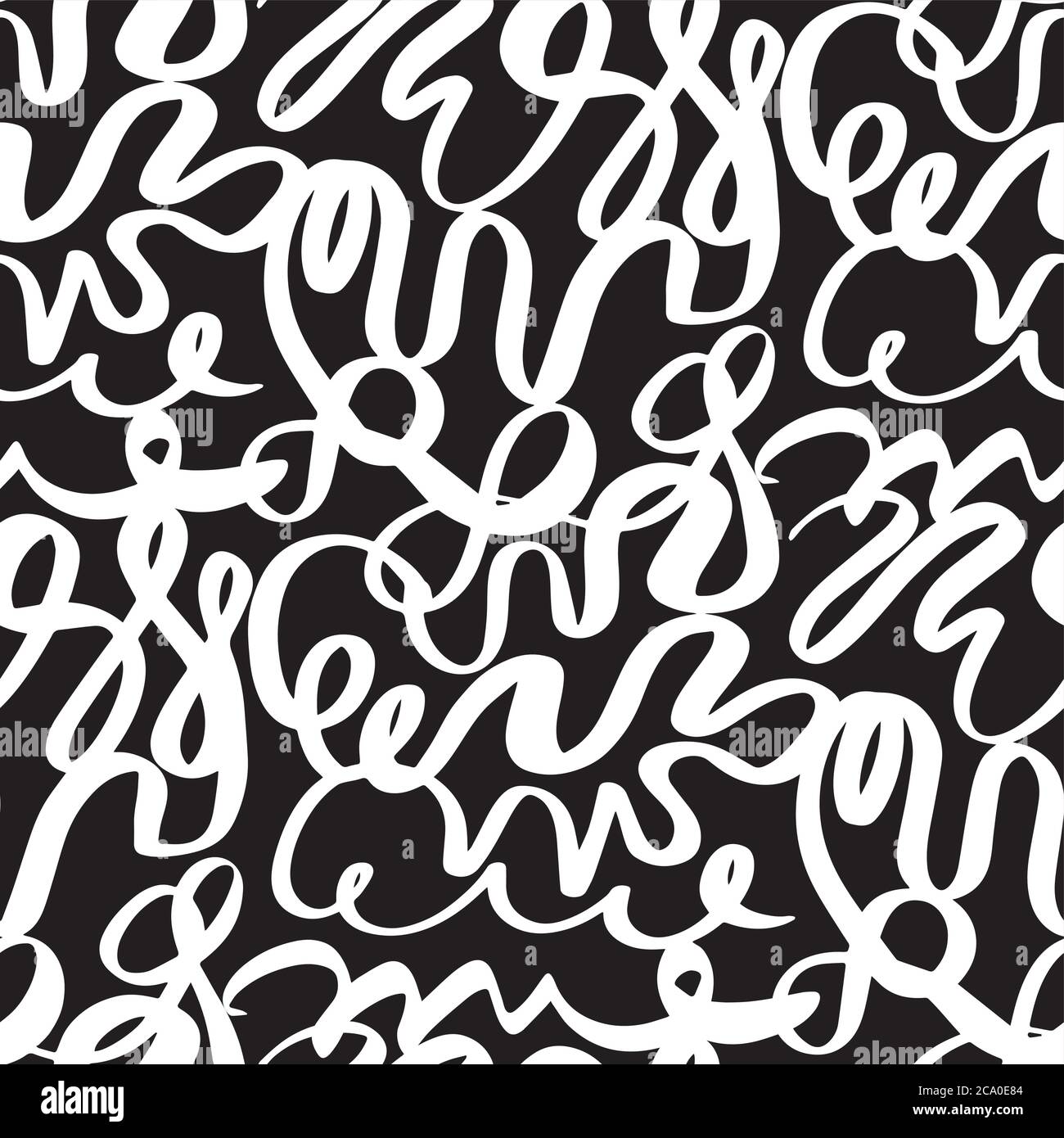Black and white curvy brush stroke waves seamless pattern for ...