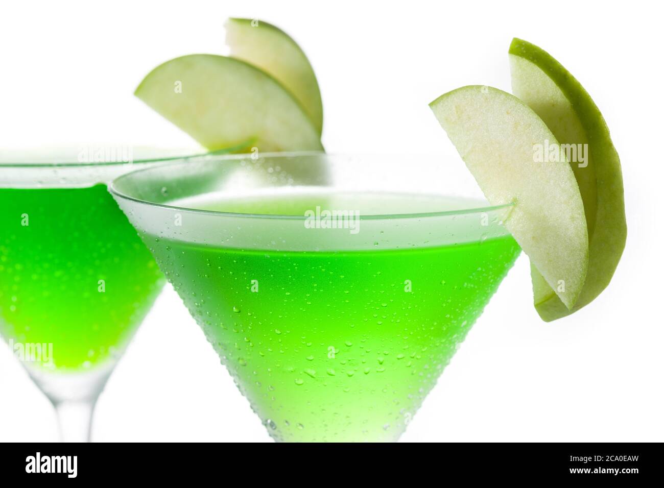 Green appletini cocktail in glass isolated on white background Stock ...
