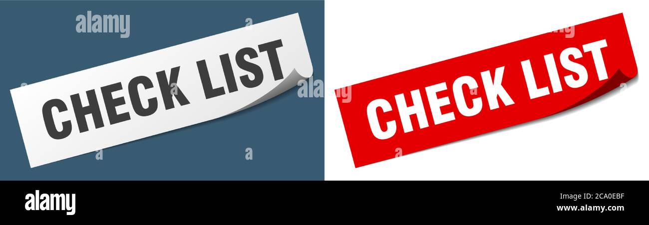 check list paper peeler sign set. check list sticker Stock Vector Image ...