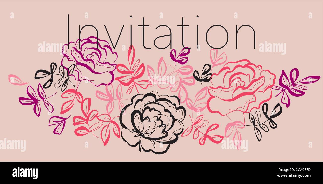 Abstract rose flowers vector illustration for card, header, invitation ...
