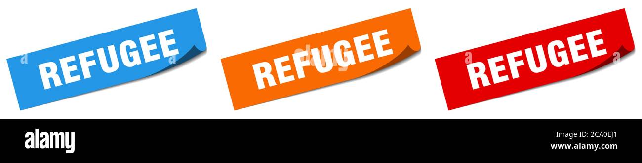refugee paper peeler sign set. refugee sticker Stock Vector Image & Art ...