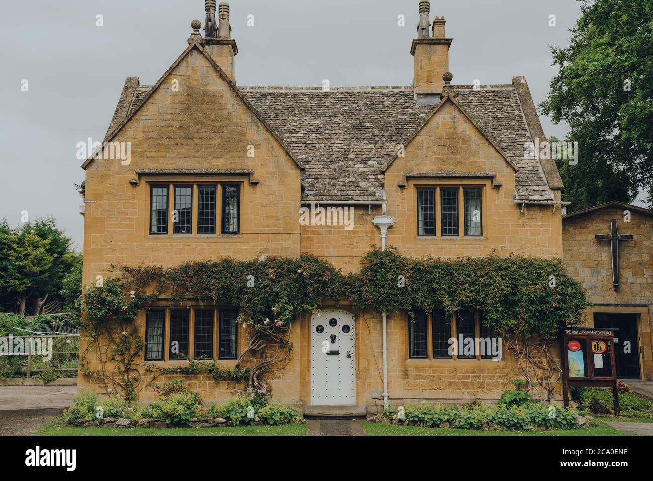 Broadway, UK - July 07, 2020: Facade of a traditional detached ...