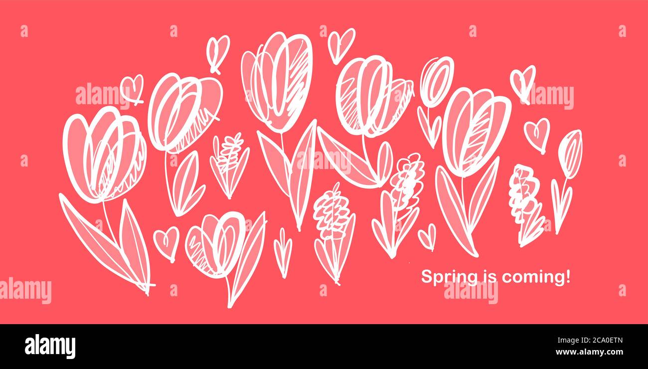 Sketch abstract spring tulip composition. Design element for web ...