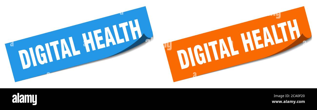 digital health paper peeler sign set. digital health sticker Stock ...