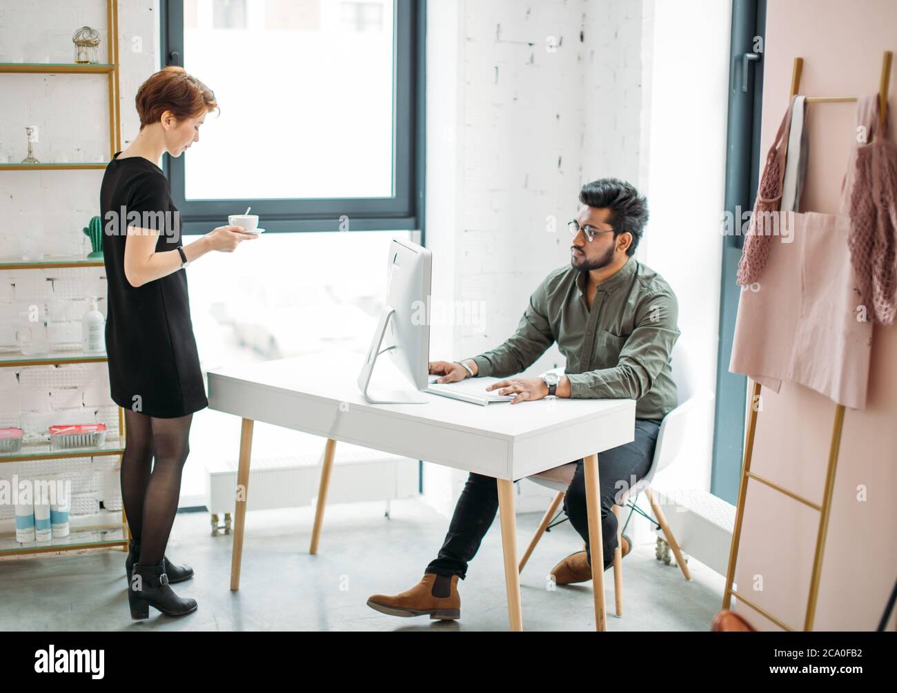 Lady boss subordinate man hi-res stock photography and images - Alamy
