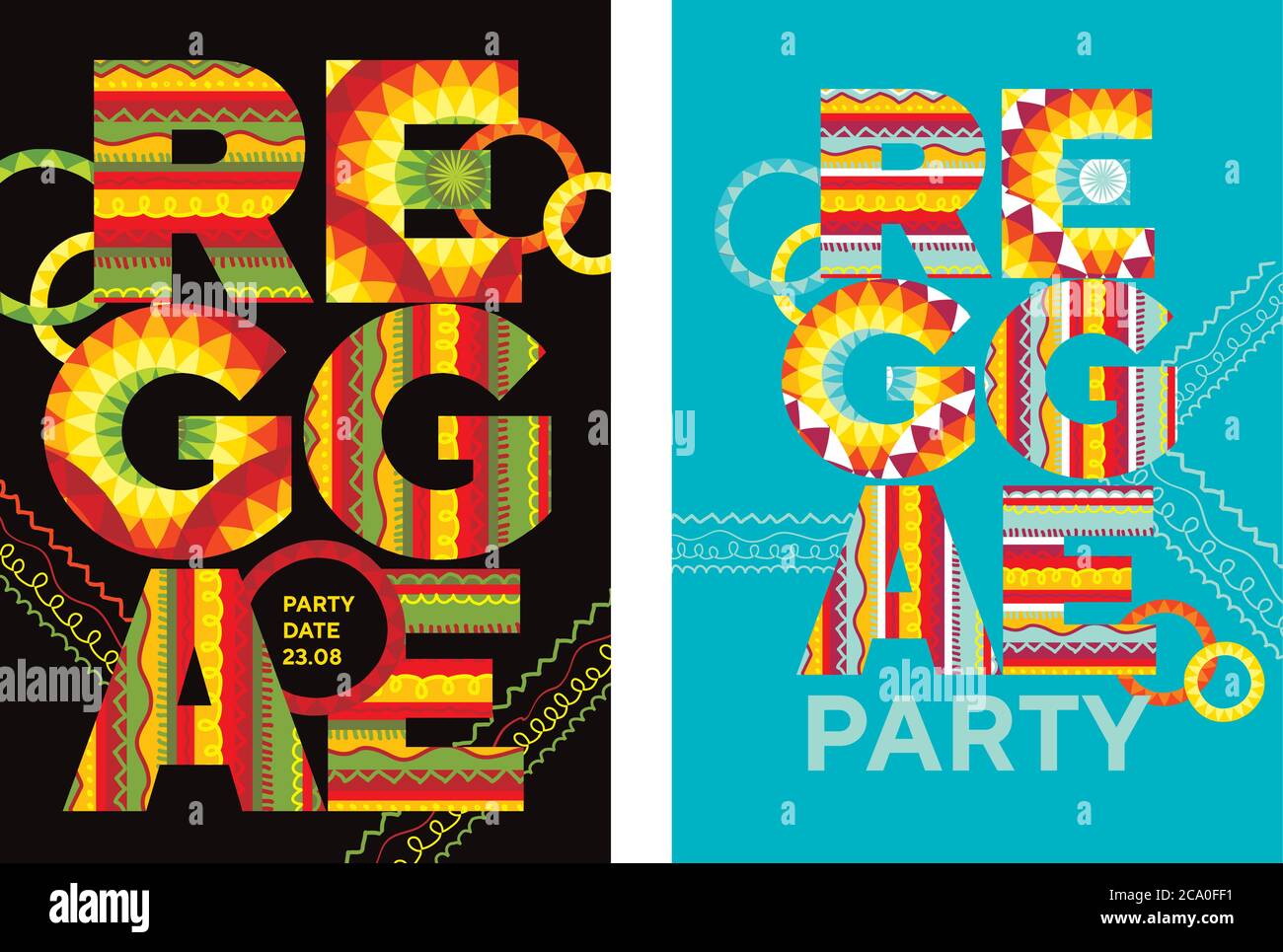 Reggae music poster with huge letters for card, invitation, poster ...