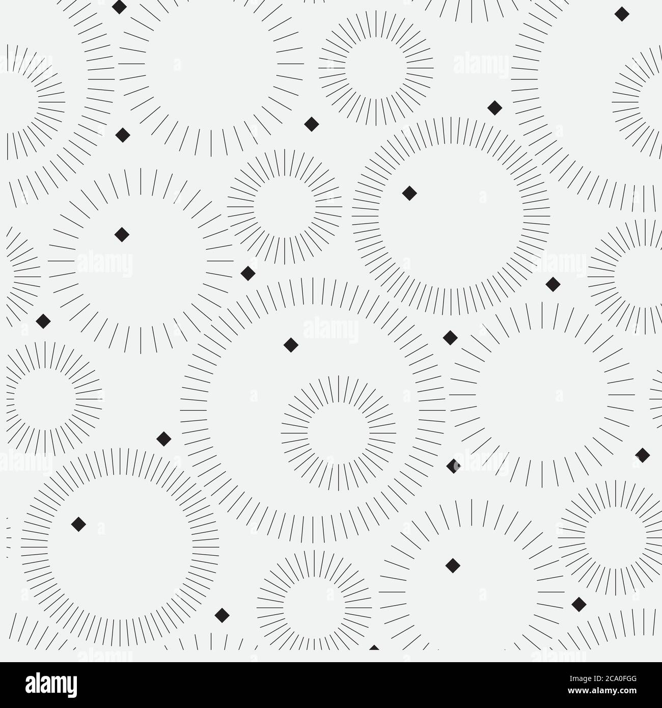 Circular abstract lines black and white seamless pattern for background ...