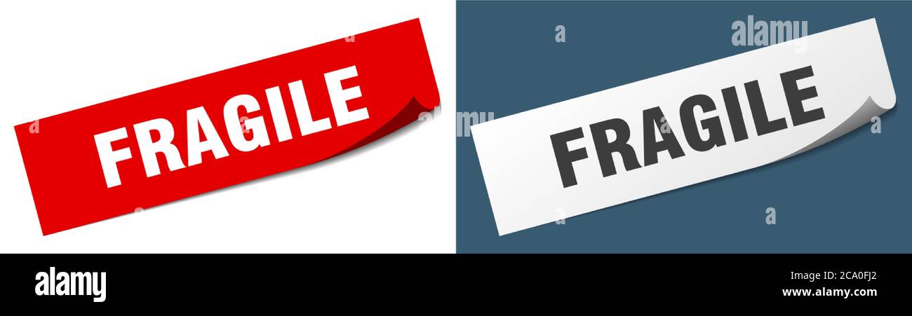 fragile paper peeler sign set. fragile sticker Stock Vector Image & Art ...