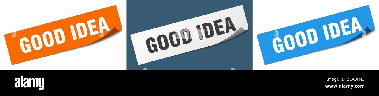 good idea paper peeler sign set. good idea sticker Stock Vector Image ...
