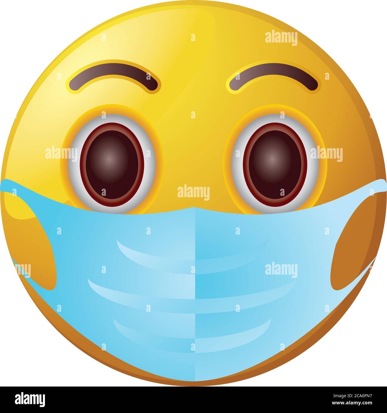 emoticon with medical mask on white background vector illustration ...