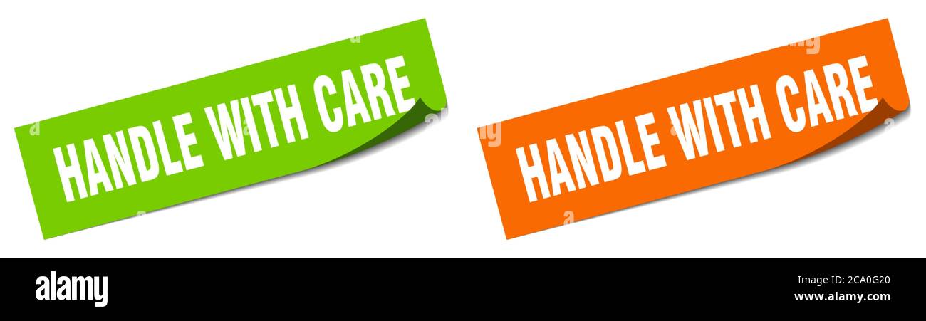 handle with care paper peeler sign set. handle with care sticker Stock ...