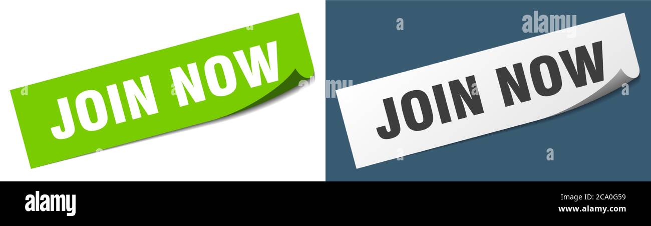 join now paper peeler sign set. join now sticker Stock Vector Image ...