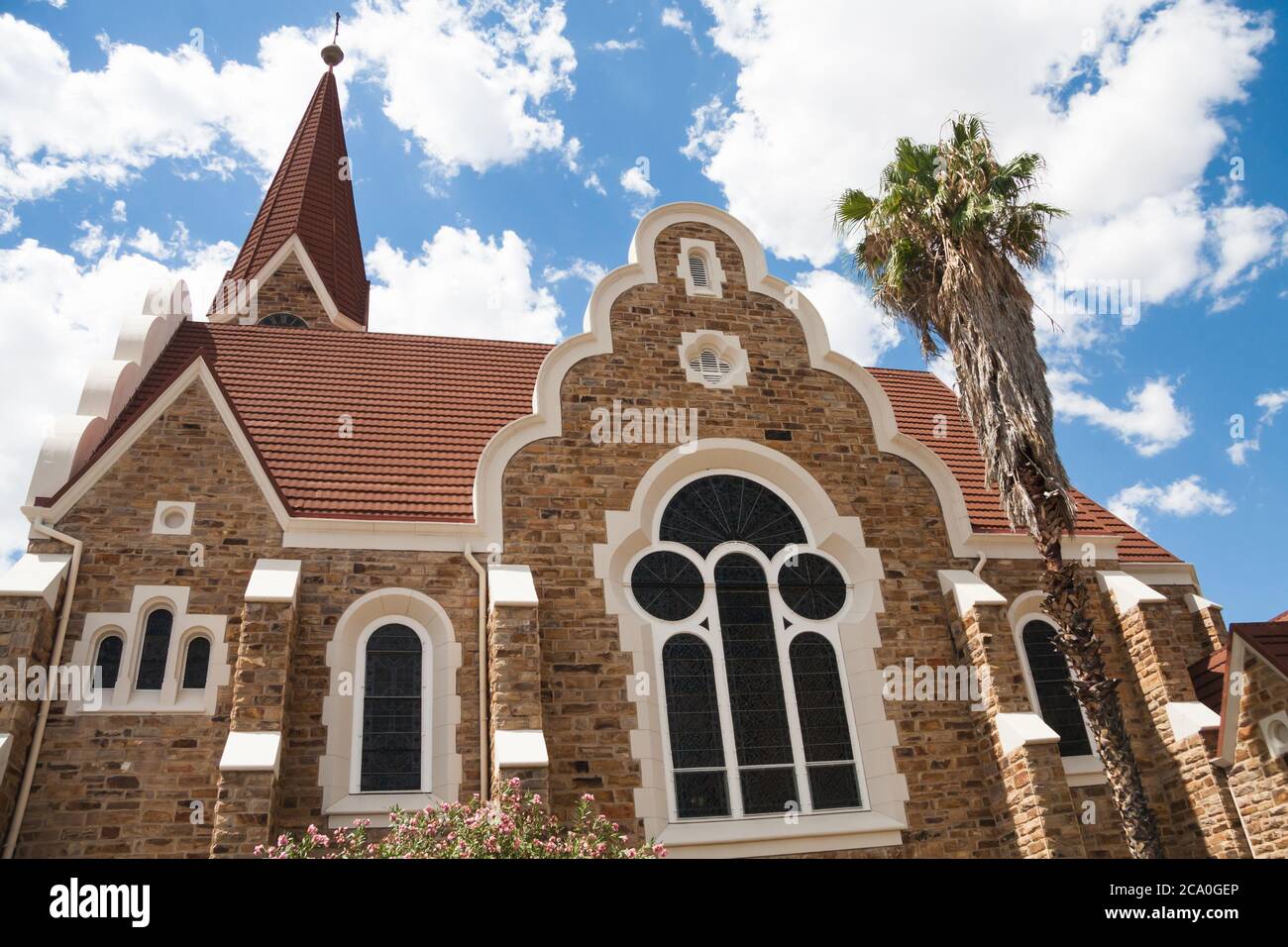 Side facade view of the Christ Church (Christuskirche) under a blue sky ...