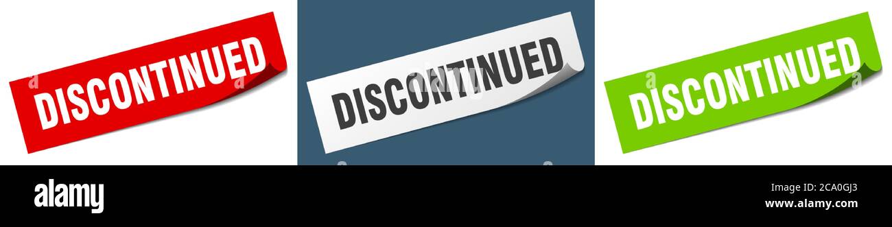discontinued paper peeler sign set. discontinued sticker Stock Vector ...