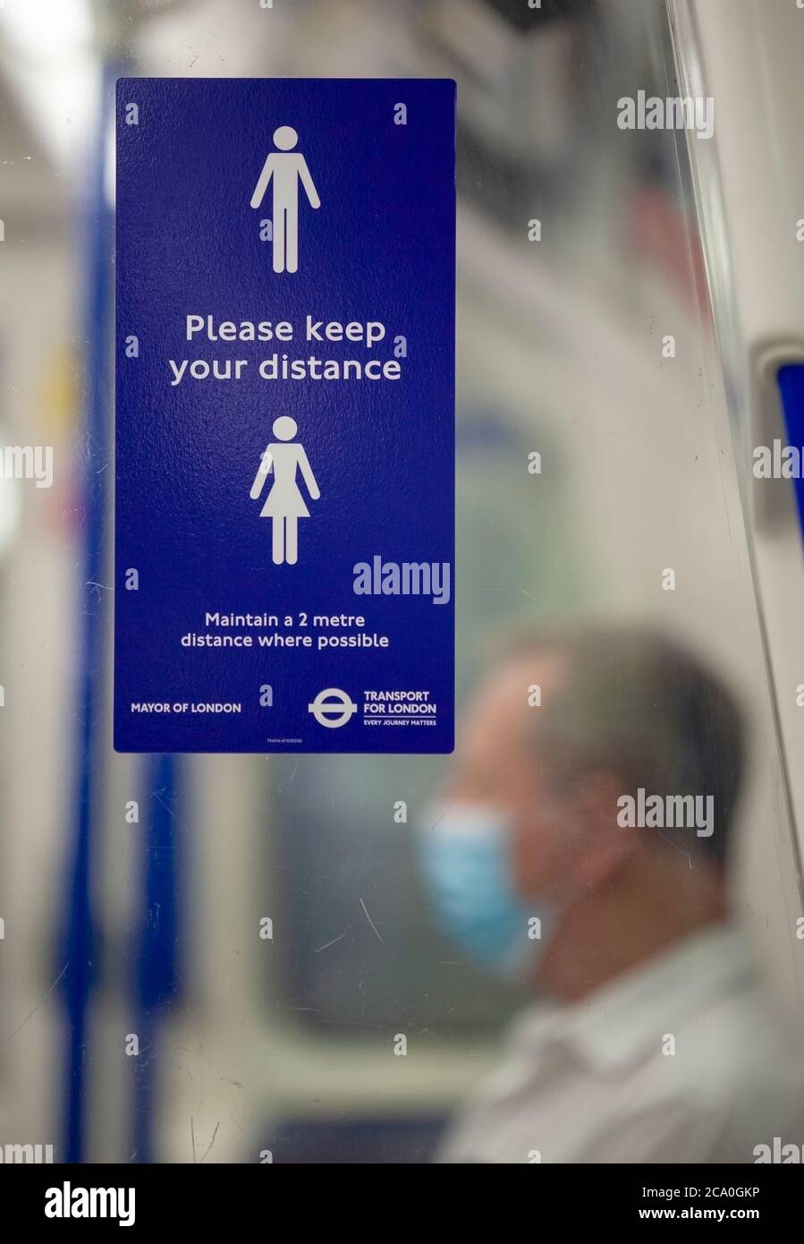 Please keep your distance warning sticker on the London Underground ...