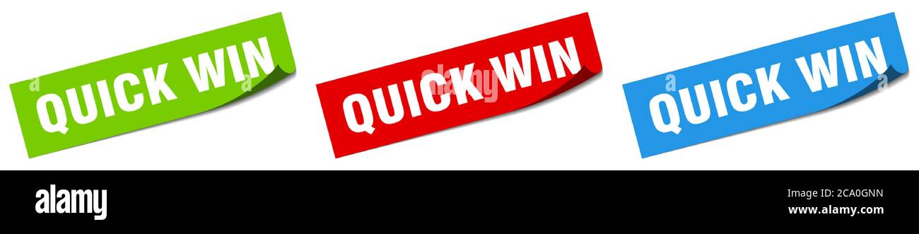 quick win paper peeler sign set. quick win sticker Stock Vector Image ...