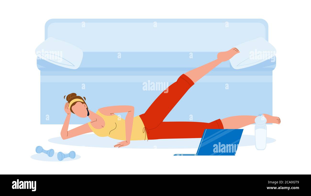 Woman Athlete Making Aerobics Exercise Vector Illustration Stock Vector ...