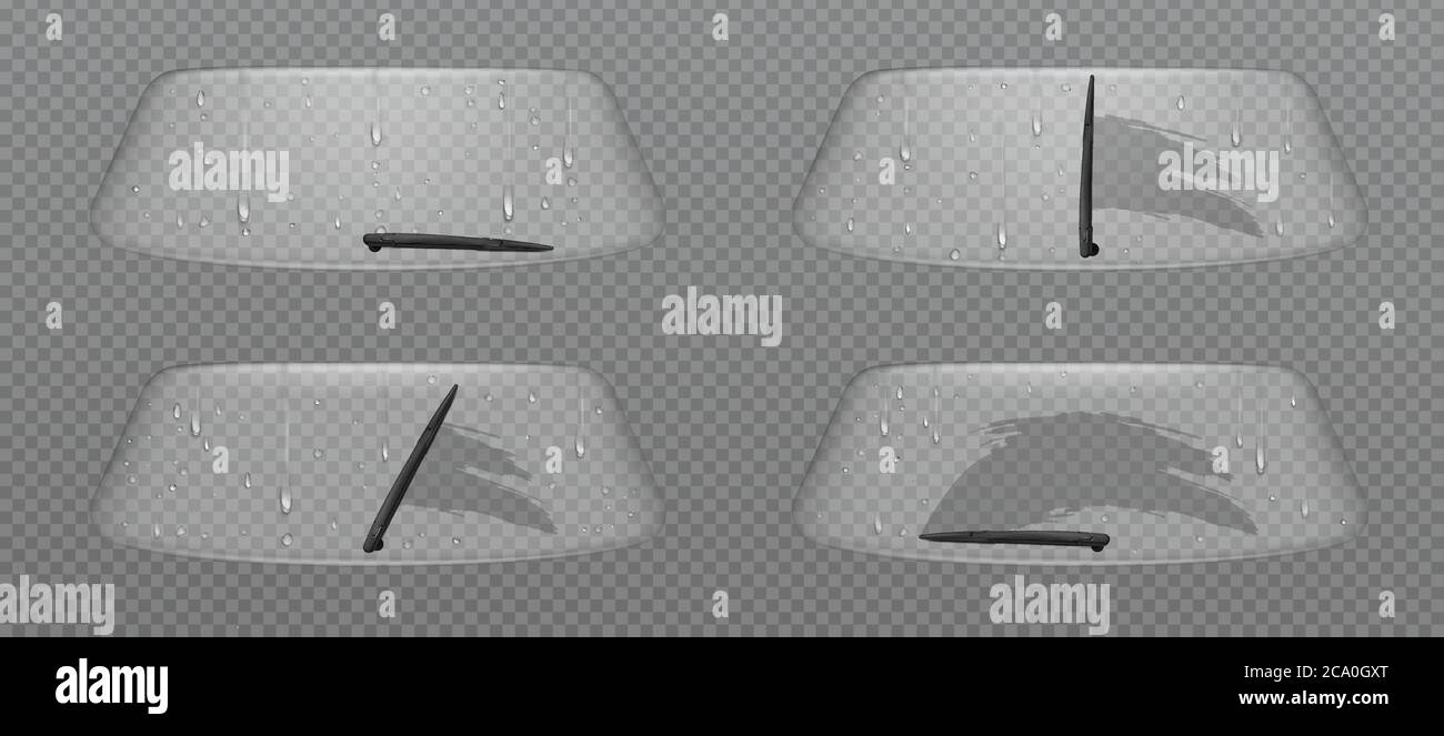 Car wiper clean windscreen, glass windshield with rain drops ...