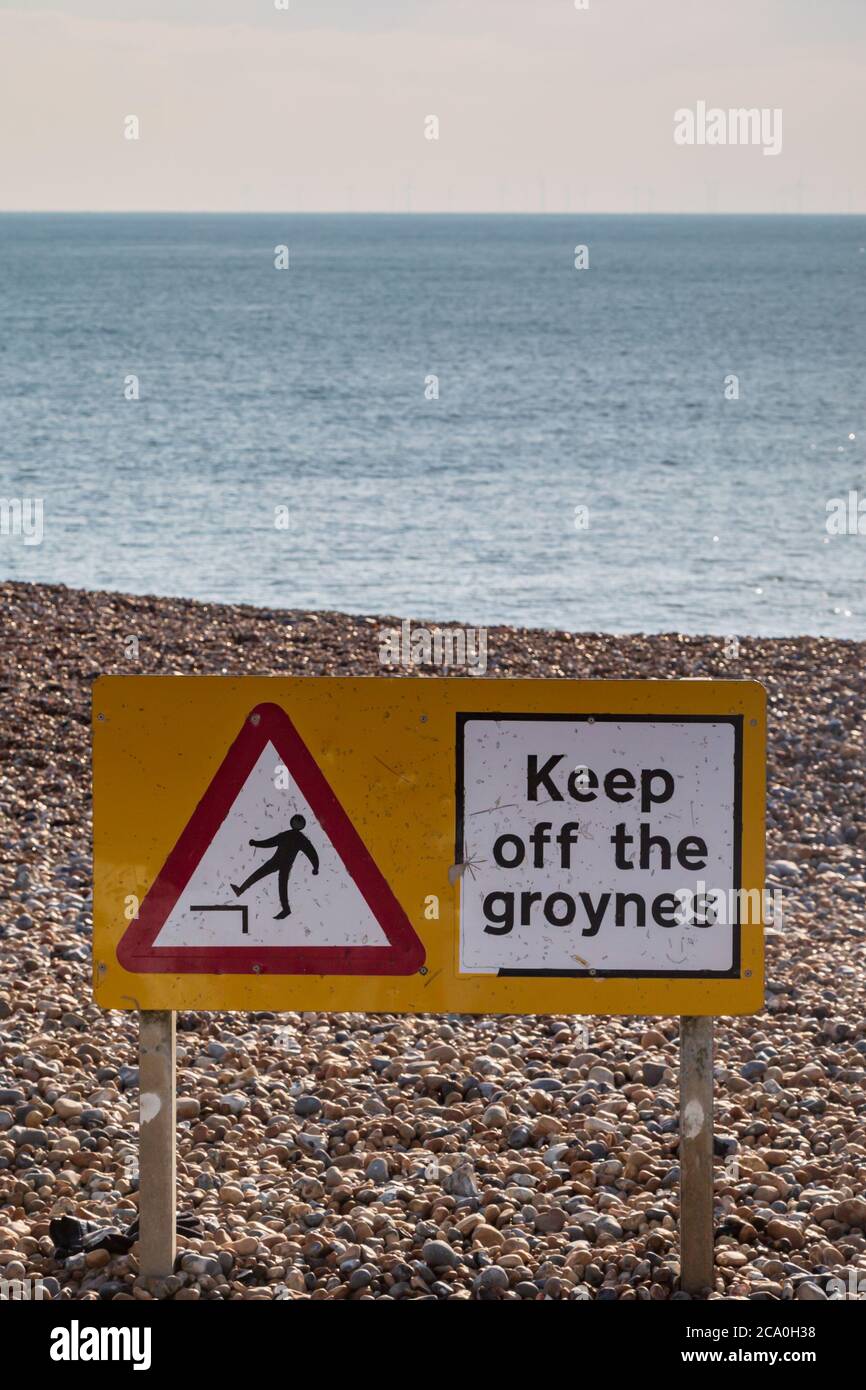 Warning sign brighton beach hi-res stock photography and images - Alamy