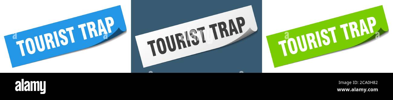 tourist trap paper peeler sign set. tourist trap sticker Stock Vector ...