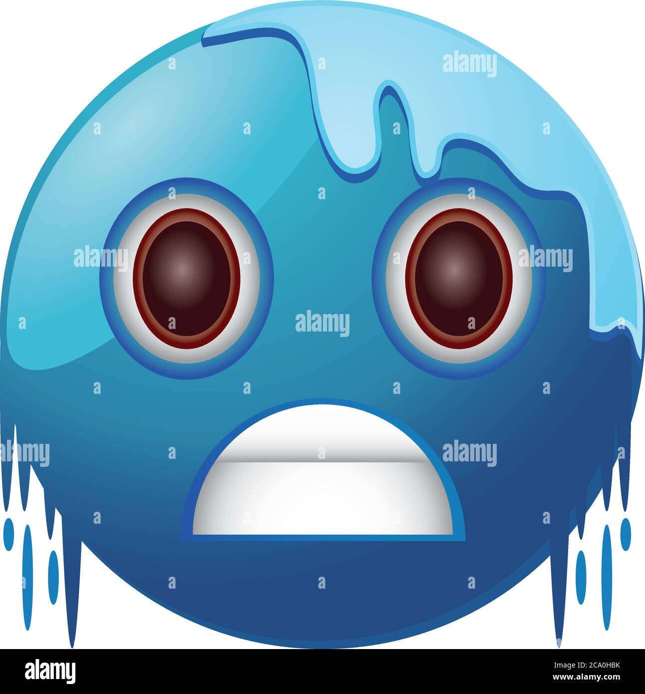 blue cold freezing emoticon on white background vector illustration ...