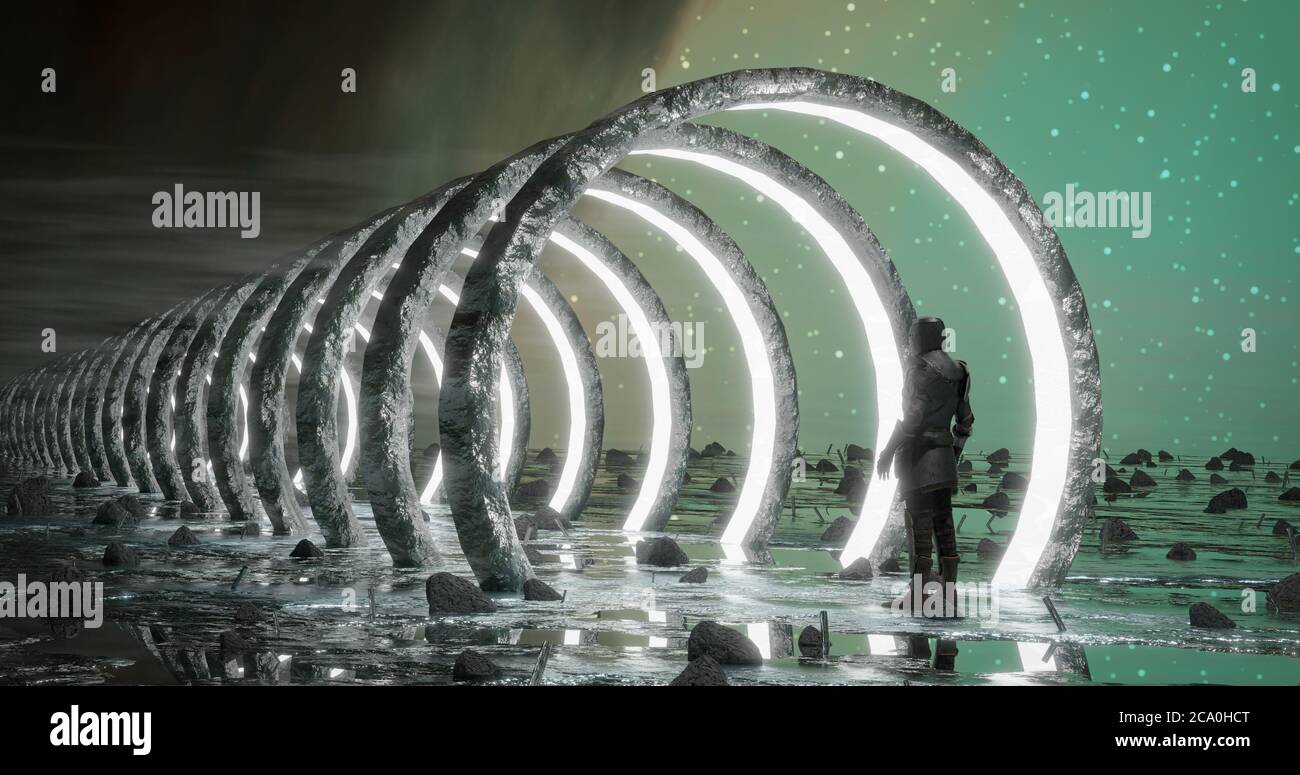 3d Illustration science fiction knight fantasy space planet art Stock ...