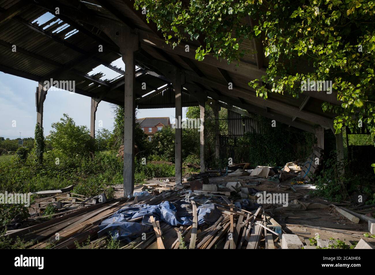 Old damaged barn falling apart at Blacksole Farm, Kent, England Stock ...