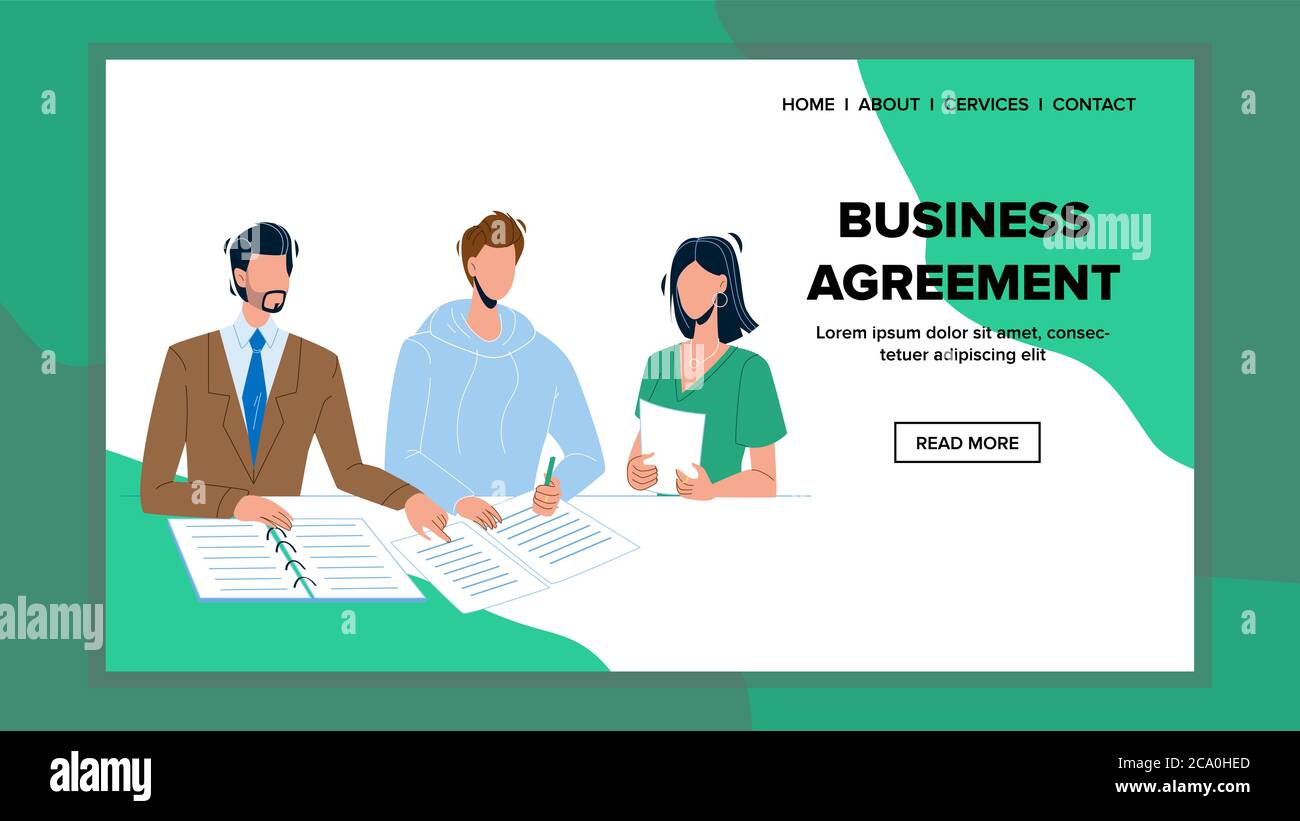 Business Agreement Signing Businessman Vector Flat Illustration Stock ...