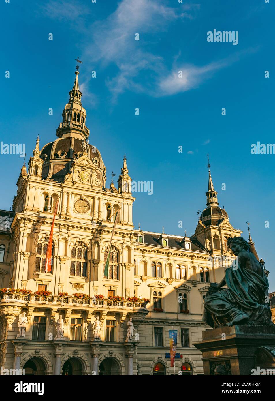 View on the town hall from the city square in Graz city Stock Photo - Alamy