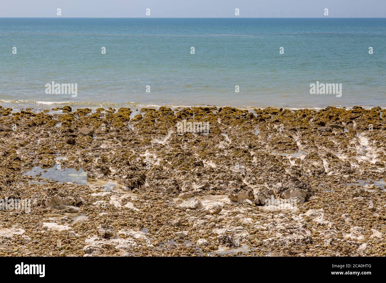 A coastal landscape with rock pools, along the Sussex coast Stock Photo ...